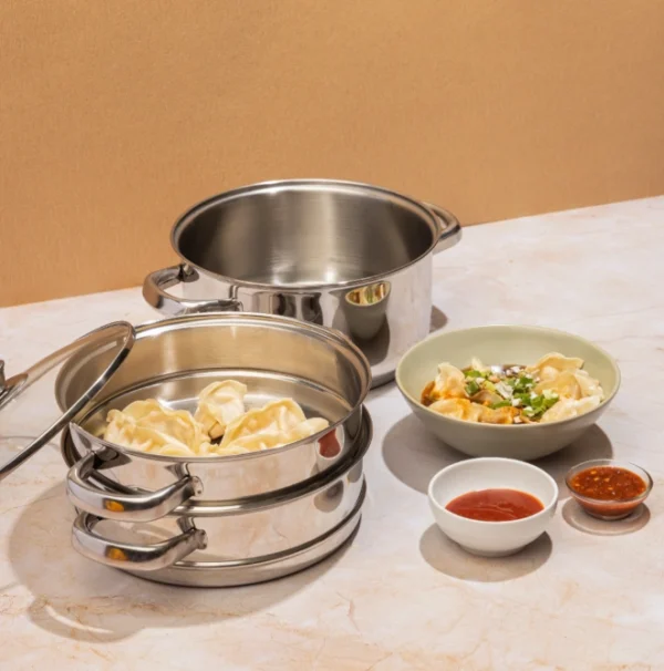 Vinod Stainless Steel 3 Tier Steamer Set (Induction Friendly) - PKW
